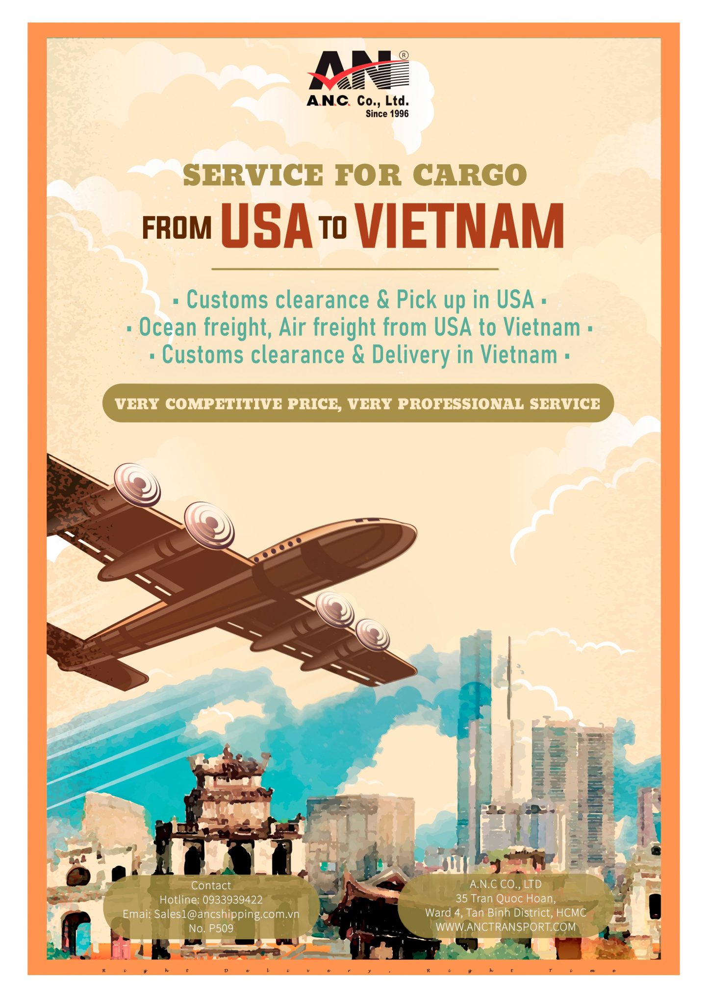 THE POSTER: SERVICE FOR CARGO FROM USA TO VIET NAM – ANC CO.,Ltd