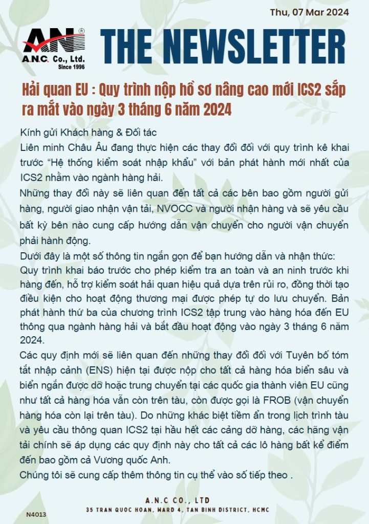 ANC CO.,Ltd – International Forwarder & Logistics